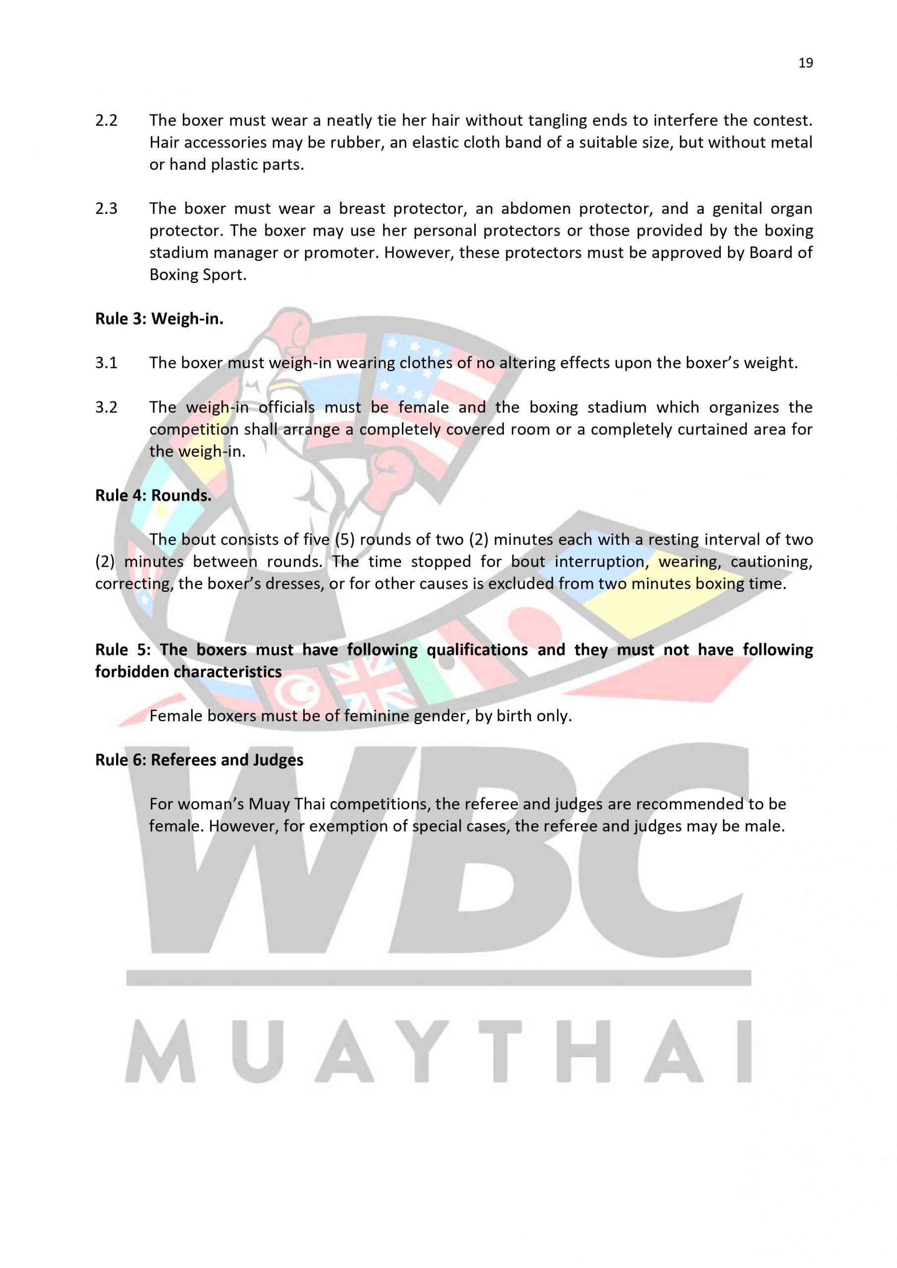 RULES & REGULATIONS - WBC MUAYTHAI