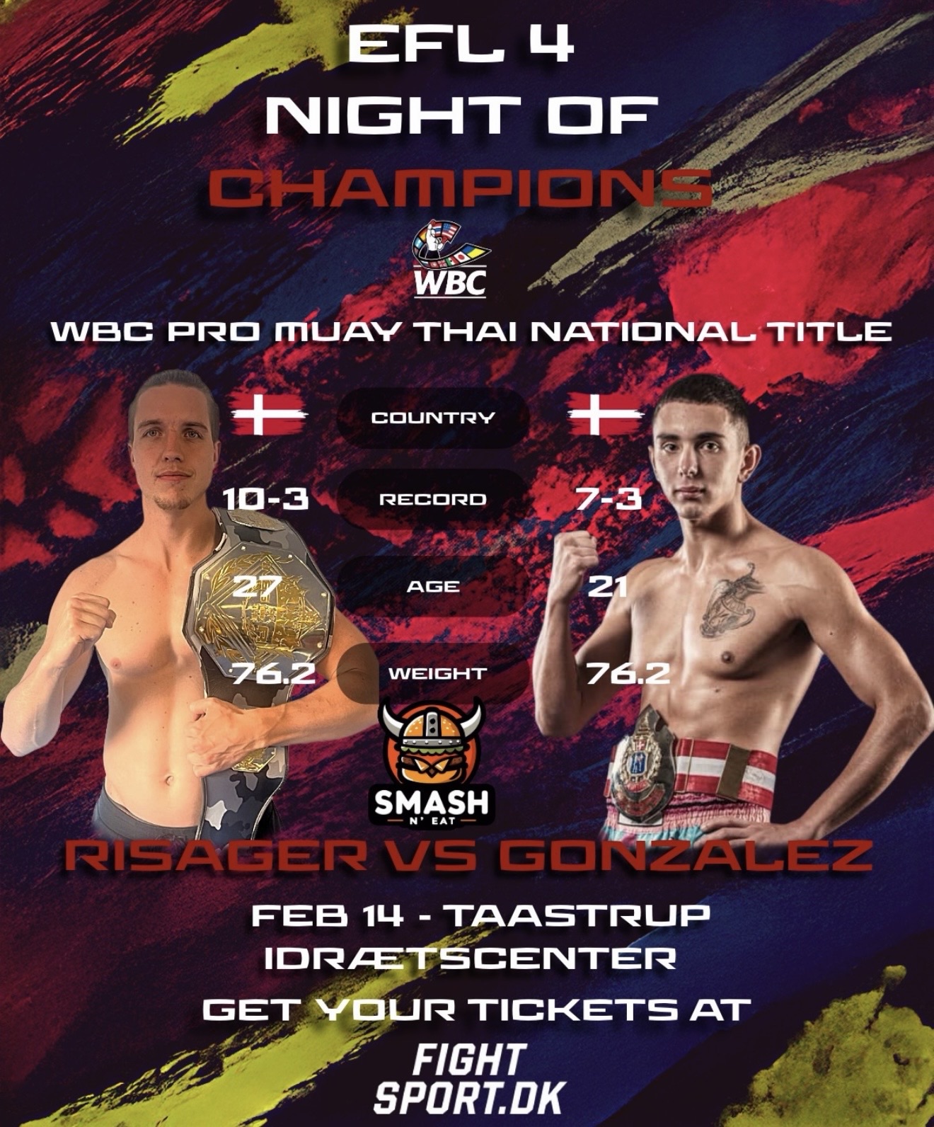 EFL 4 – Night of Champions set for Taastrup with three WBC titles on ...